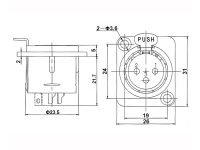 XLR3F030 3-Pin XLR Female Panel Mount Connector - PropAudio