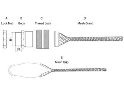 AM40 M Thread Metal Cable Gland and Cable Mesh Grips - PropAudio