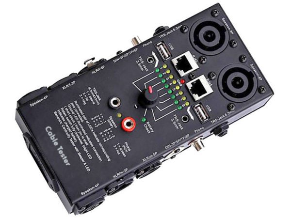 CTB01 RJ45 USB Speakon DMX Cable Tester - Yellow - PropAudio