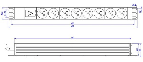 PDU1UF08BS 8-way French outlet power distribution unit - PropAudio