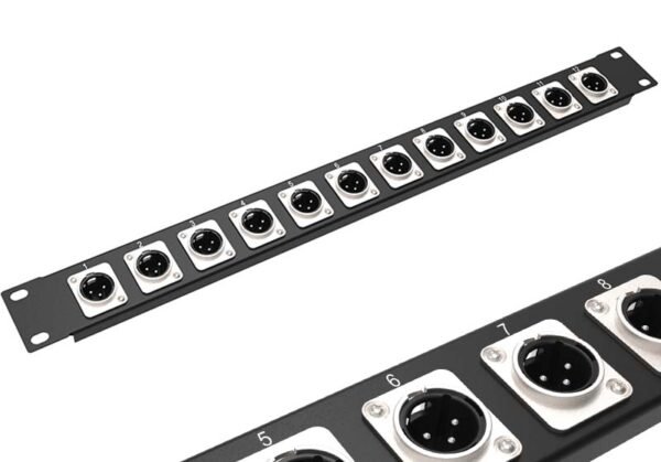 RPX1U12M 12 channel XLR male patch panel 1RU - PropAudio