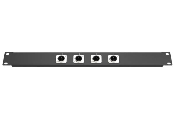 RPX1U04MR 4-port XLR male rack panel rotated 90° 1RU - PropAudio